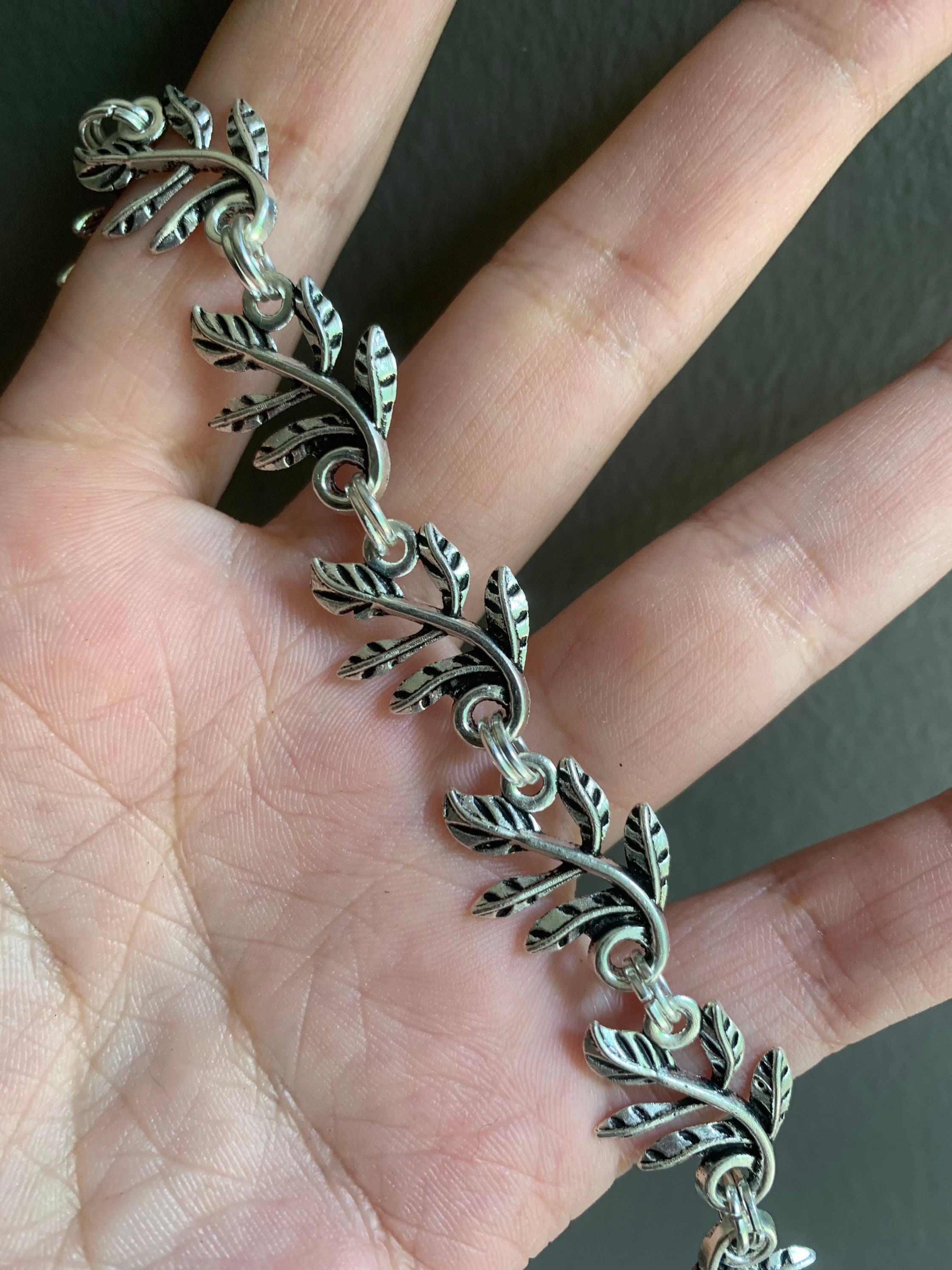Silver Leaf Choker Dainty Vine Chain Adjustable Plant Necklace | Etsy