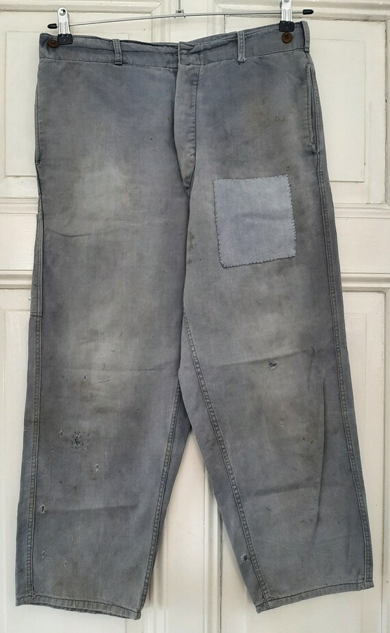 antique German 1940s WORK PANTS with side buckles*wor… - Gem