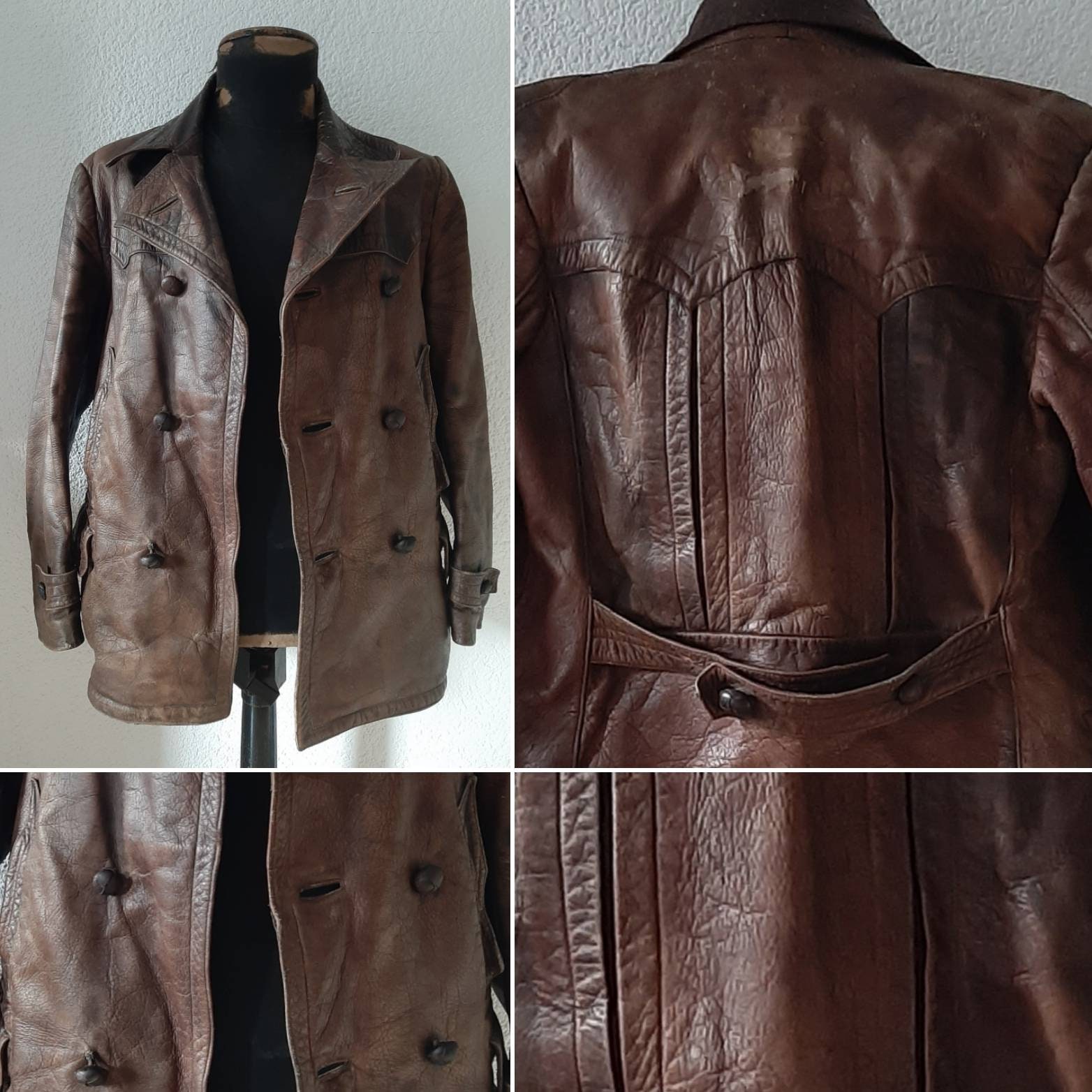 RARE! Antique 1930/1940s German Brown LEATHER JACKET RARE! Antique 1930/1940s German Brown LEATHER JACKET
