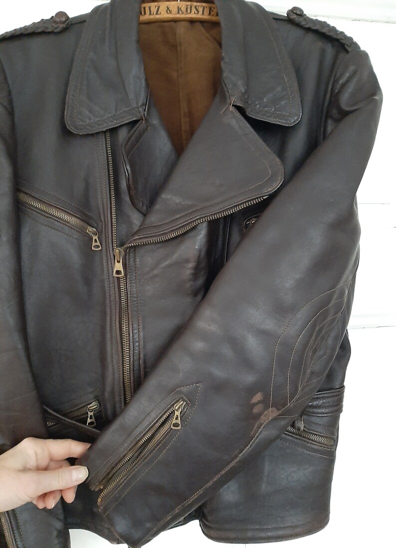 RARE! Antique 1940s German Brown Haelson LEATHER JACKET*MOTORCYCLE ...