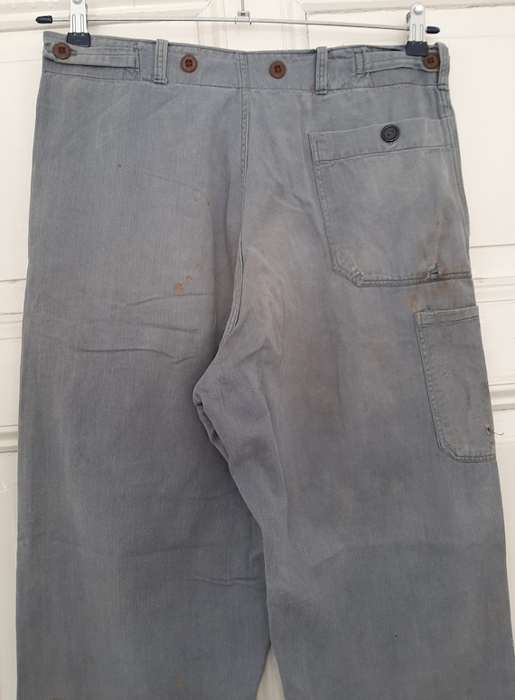 antique German 1940s WORK PANTS with side buckles*wor… - Gem