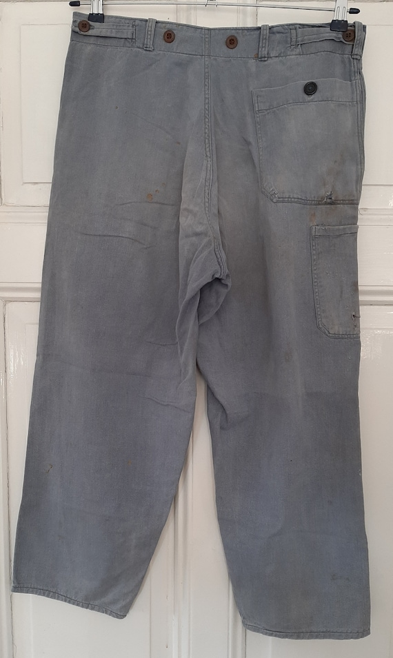 antique German 1940s WORK PANTS with side buckles*wor… - Gem