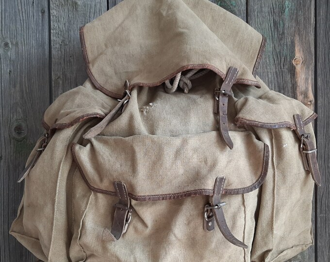RARE! Antique German Backpack by "moser" With Leather Straps*canvas ...