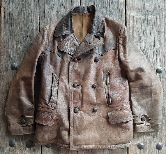 RARE! Antique 1930/1940s German Brown LEATHER JACKET RARE! Antique 1930/1940s German Brown LEATHER JACKET