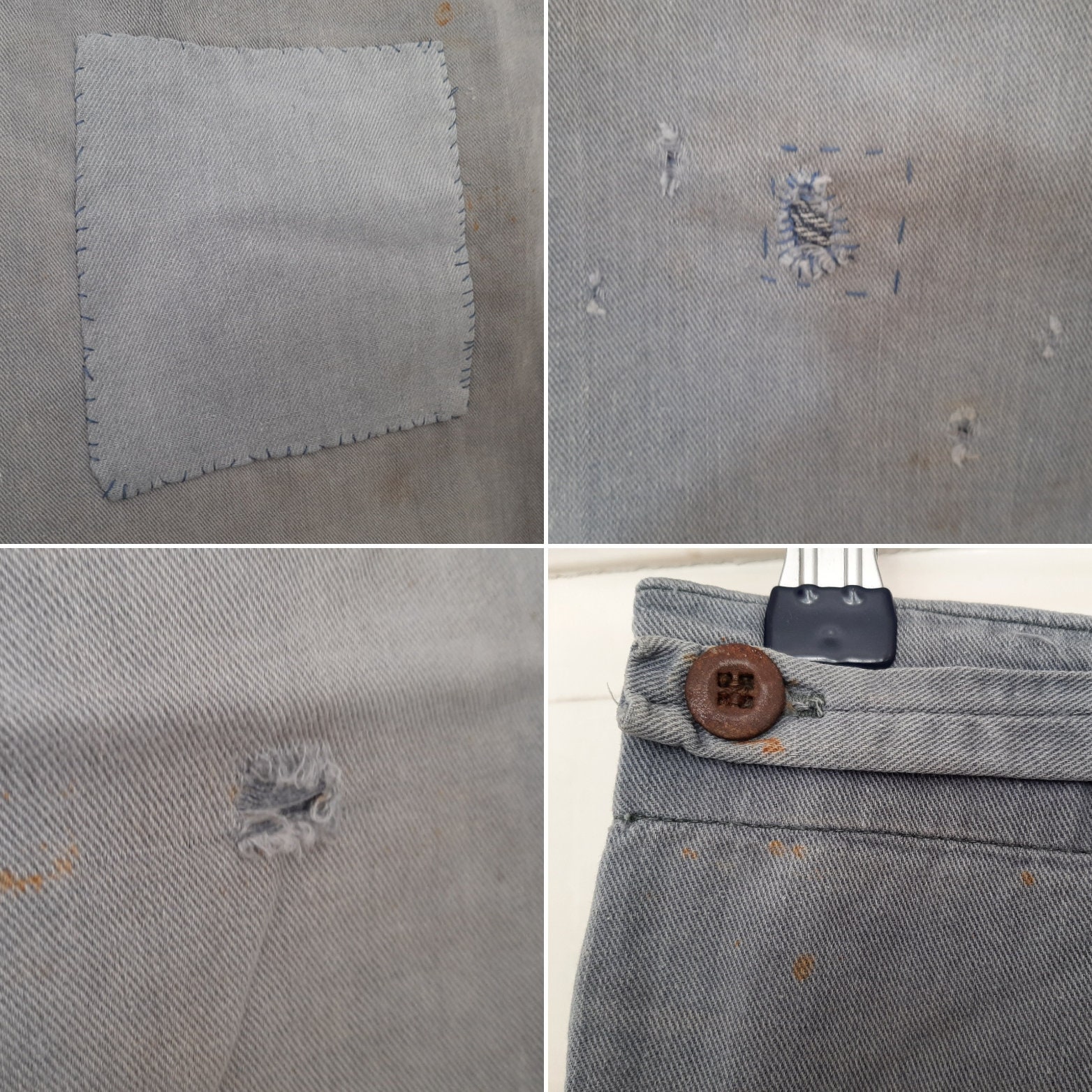 Antique German 1940s WORK PANTS With Side Buckles*worker Pants...cotton ...
