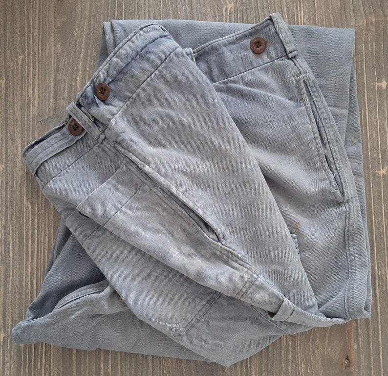 Antique German 1940s WORK PANTS With Side Buckles*worker Pants...cotton ...