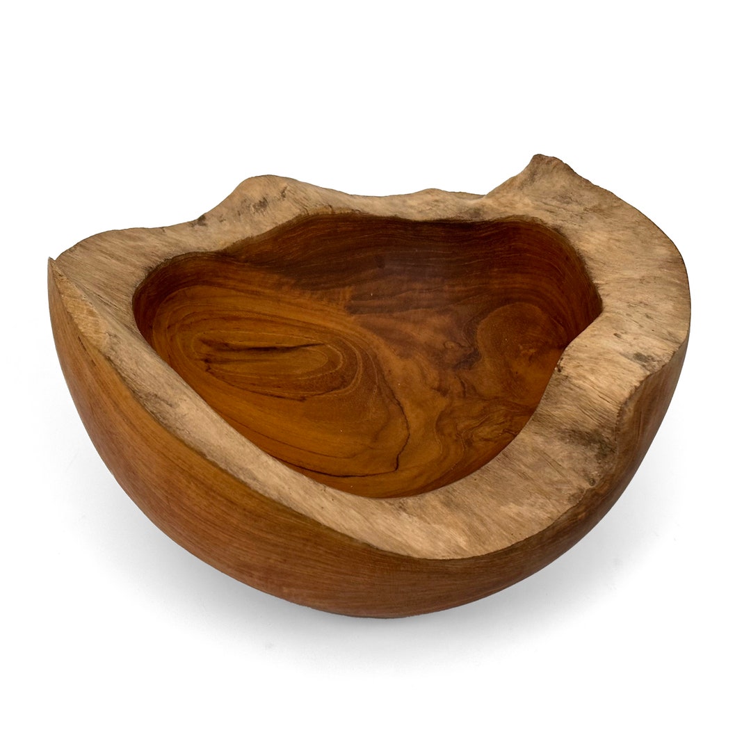 Live Edge Rustic Java Teak Wood Bowl - Etsy