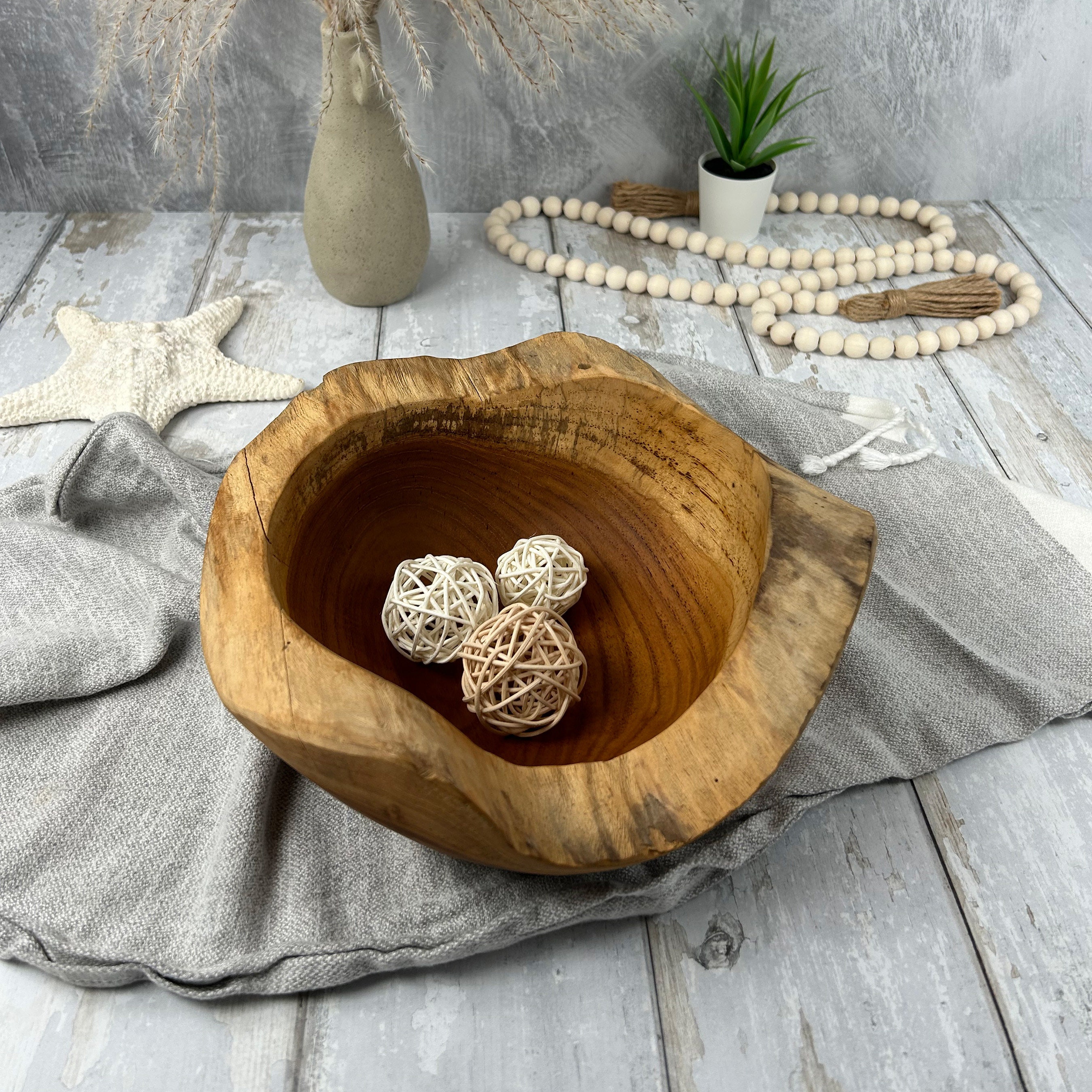 Natural Medium Live Edge Java Teak Wood Bowl - Etsy