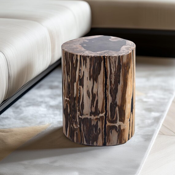 Petrified Wood Stone End Table Etsy