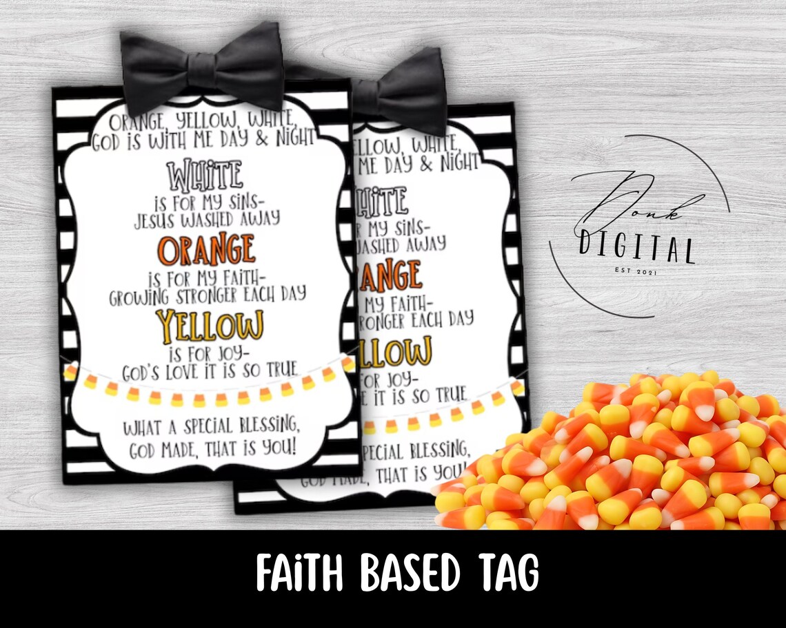 Candy Corn Prayer Tags: Christian Halloween Favors (PDF) - Etsy