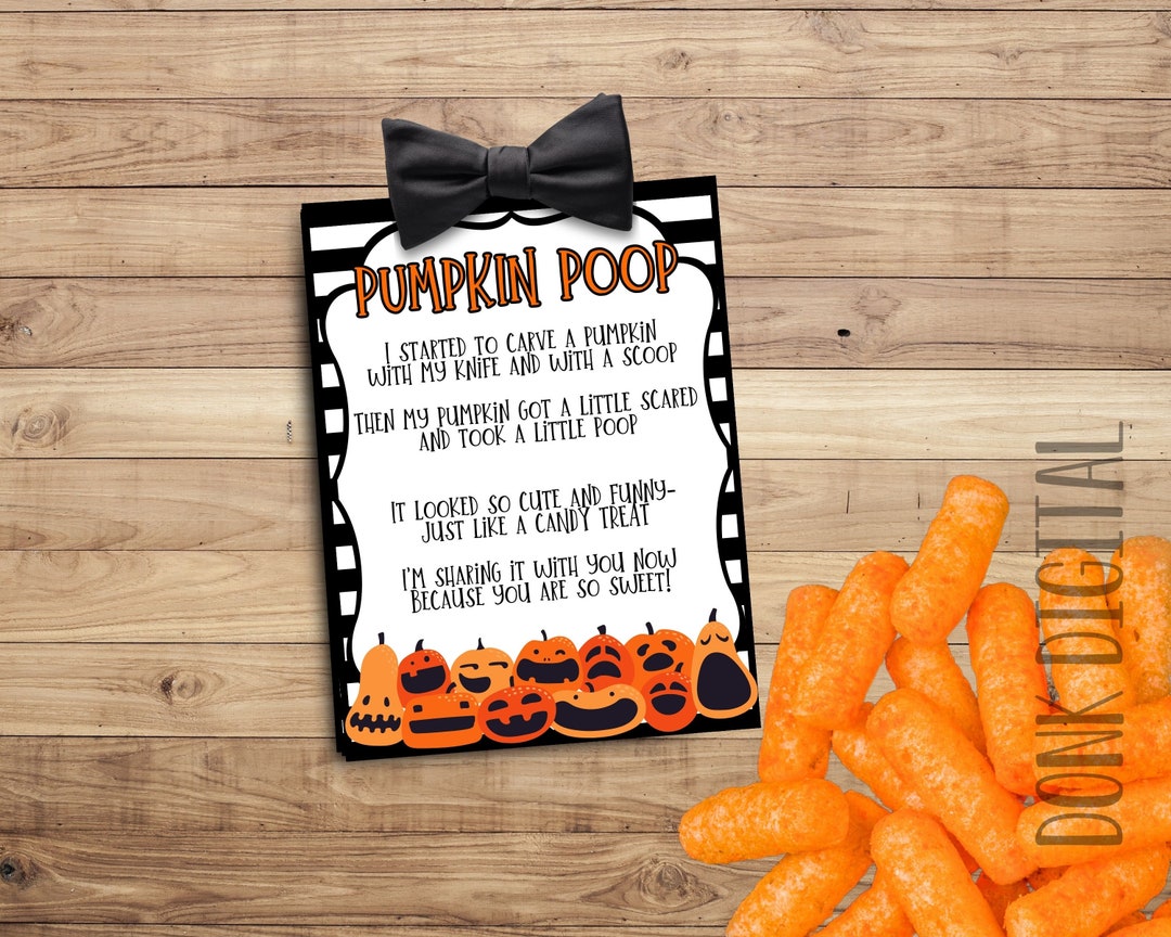 Pumpkin Poop Poem Tag: Halloween Favor (PDF) - Etsy