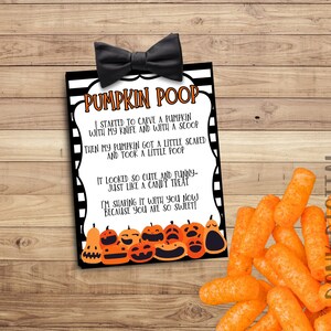 Pumpkin Poop Poem Tag: Halloween Favor (PDF) - Etsy