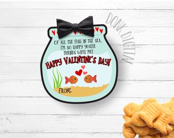 Goldfish Cracker Valentines -fish Valentine's- Printable Valentines ...