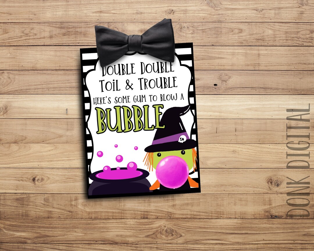 Halloween Bubble Gum Tag- Gum Tag- Straw Tag- Halloween Favors ...