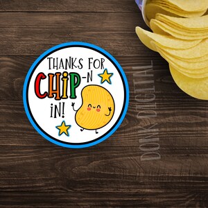 Thanks for Chipn In- Chip Appreciation Tag- Thank You- Volunteer Gift ...