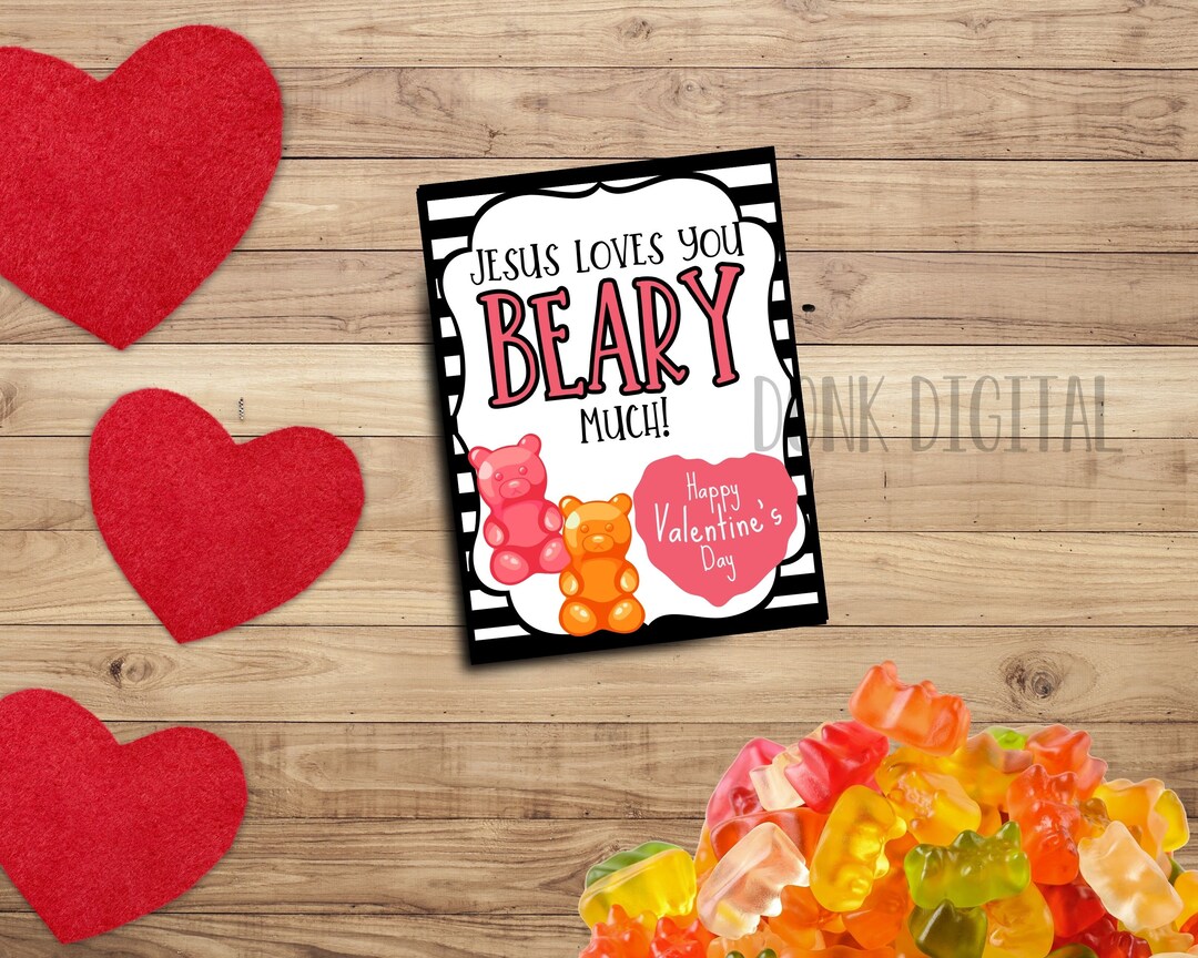 Jesus Loves You Beary Much Valentine Card (PDF) - Etsy
