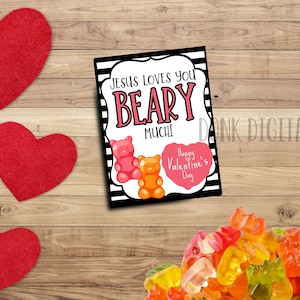 Jesus Loves You Beary Much Valentine Card (PDF) - Etsy