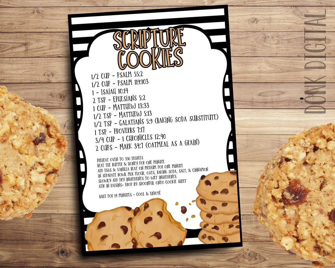 Scripture Cookies Printable Recipe Bible Verse Religious - Etsy