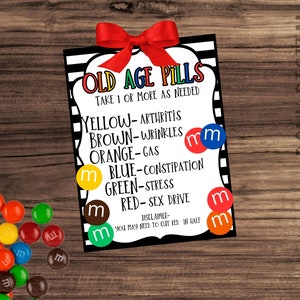 Old Age Pills Tag Printable Over the Hill Birthday Gag Gift Gag Gift ...