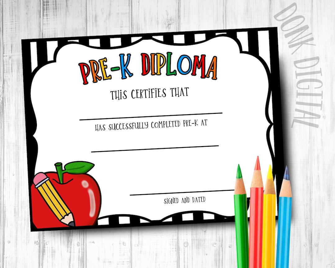 Printable Prek Diplomas: (PDF) - Etsy