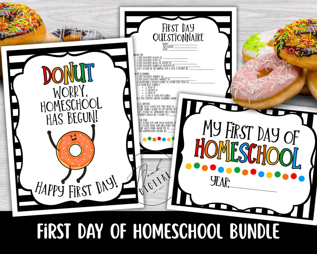 First Day of Homeschool Bundle | Printable Donut Sign, First Day ...