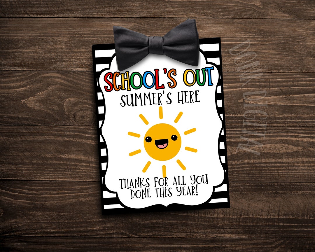 Schools Out Summers Here Tag- Teacher Appreciation Tag - Summer Tag ...