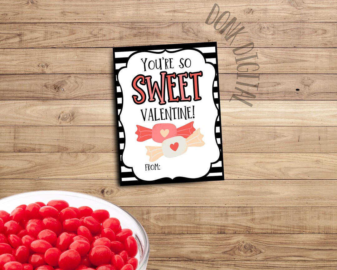 Candy Valentine Tags: You're so Sweet Printable (PDF) - Etsy