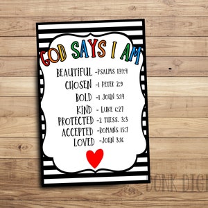 God Says I Am- Bible Verse- Religious Christmas - Church Printable - - Etsy