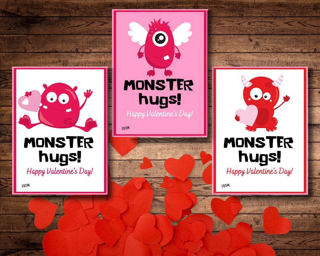 Monster Valentines Cards - Printable Valentines - Class Valentine Hand ...