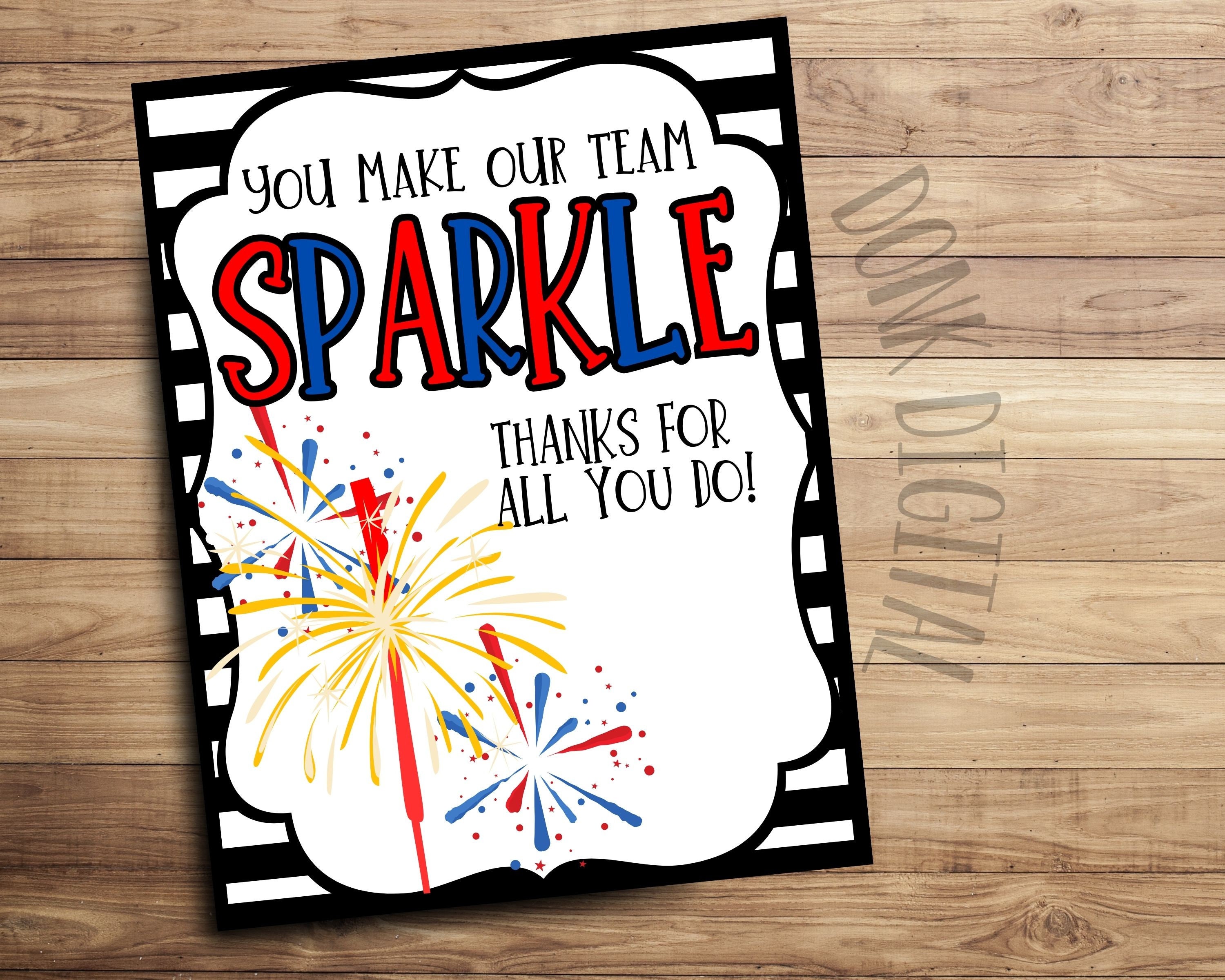 Employee Appreciation Sign: You Make Our Team Sparkle (PDF) - Etsy