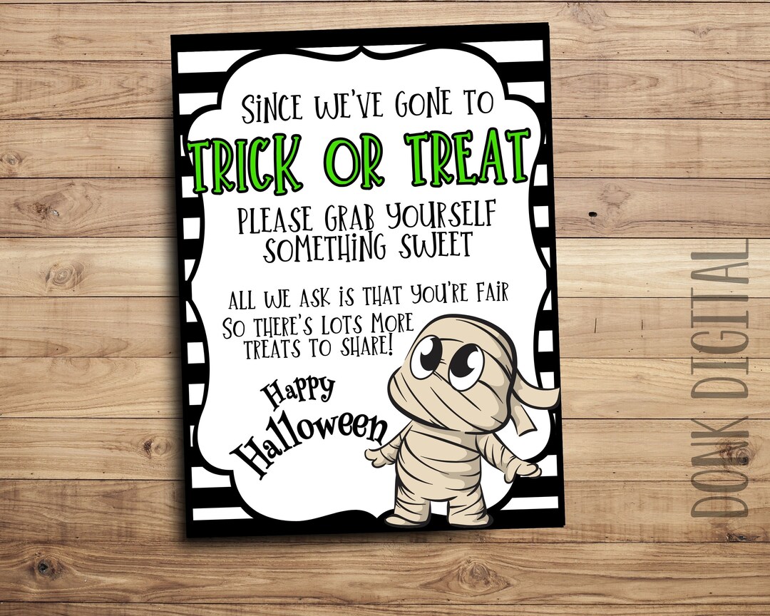 Halloween Candy Sign- Please Take One- Trick or Treat Sign- Halloween ...