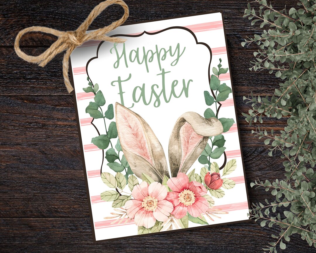Bunny Gift Tag- Easter Gift Tag Printable - Instant Download - Floral ...