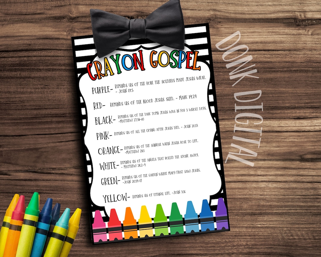 Crayon Gospel- Bible Verse- Religious Tags- Church Printable - - Etsy