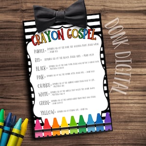 Crayon Gospel- Bible Verse- Religious Tags- Church Printable - - Etsy
