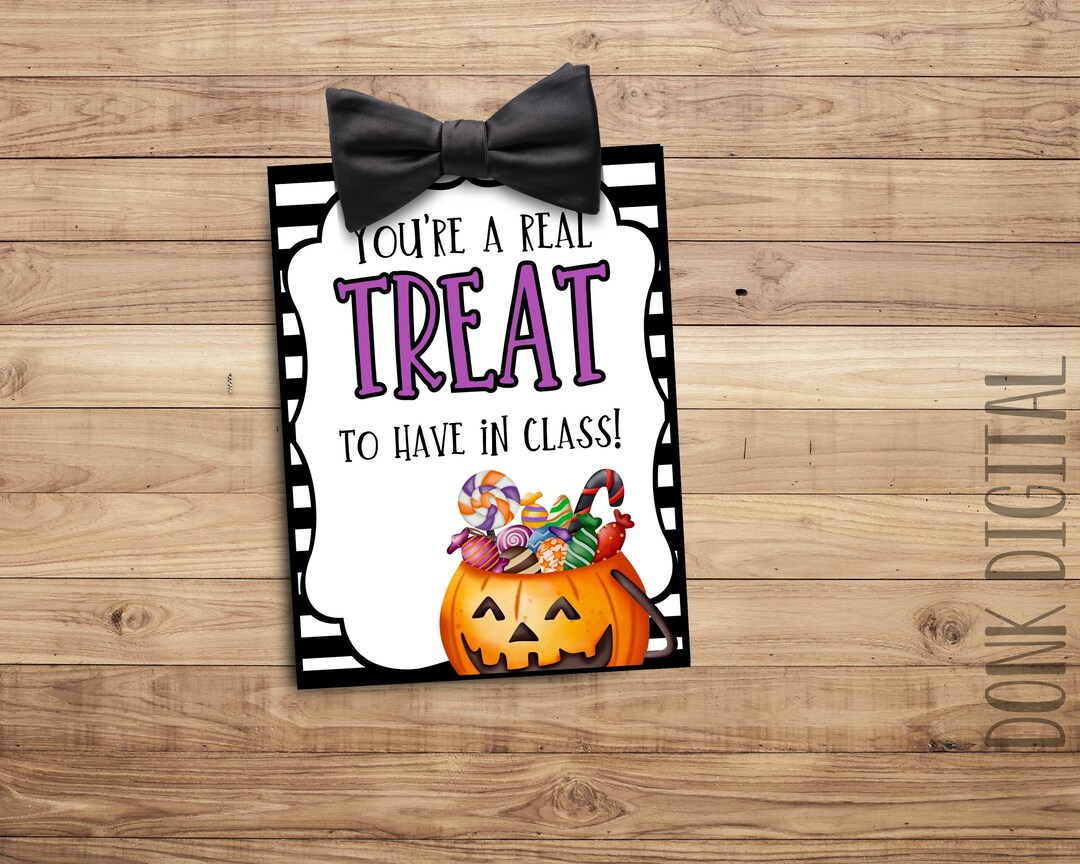 Halloween Student Gift Tag: Treat in Class Printable (PDF) - Etsy