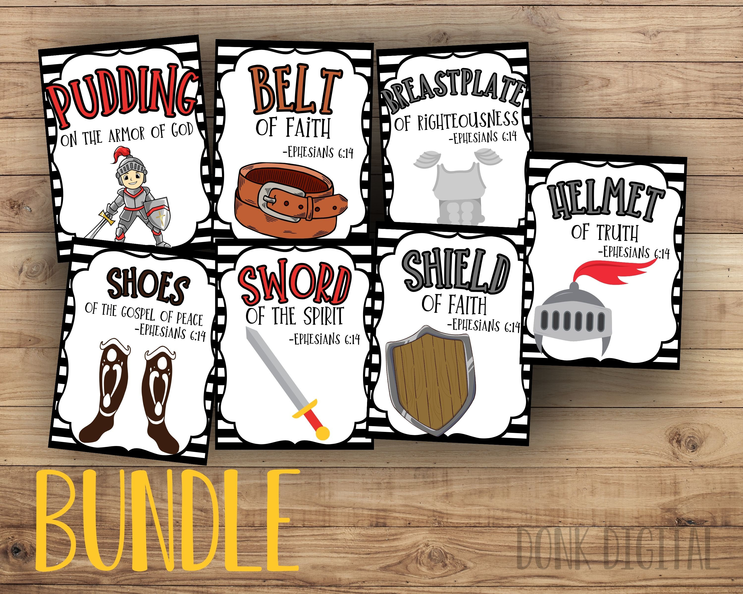 Armor of God Printable Tags: Sunday School Religious Bundle (PDF) - Etsy