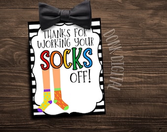 Editable Blow My Socks off Gift Tag, Sock Gift Tag, Teacher ...