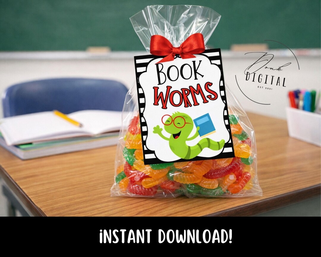 Book Worms Printable Tags: School Favors (digital Download) - Etsy