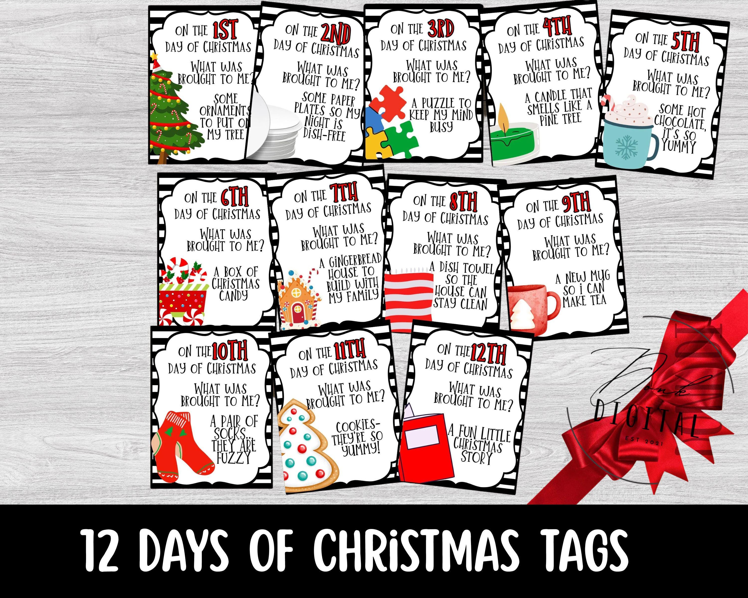 12 Days of Christmas Gift Tags :printable (PDF) - Etsy
