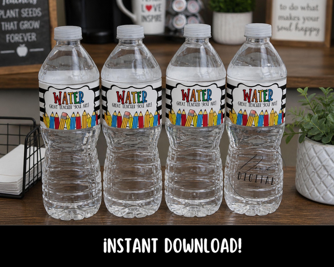 Teacher Appreciation Water Bottle Label: Printable (PDF) - Etsy