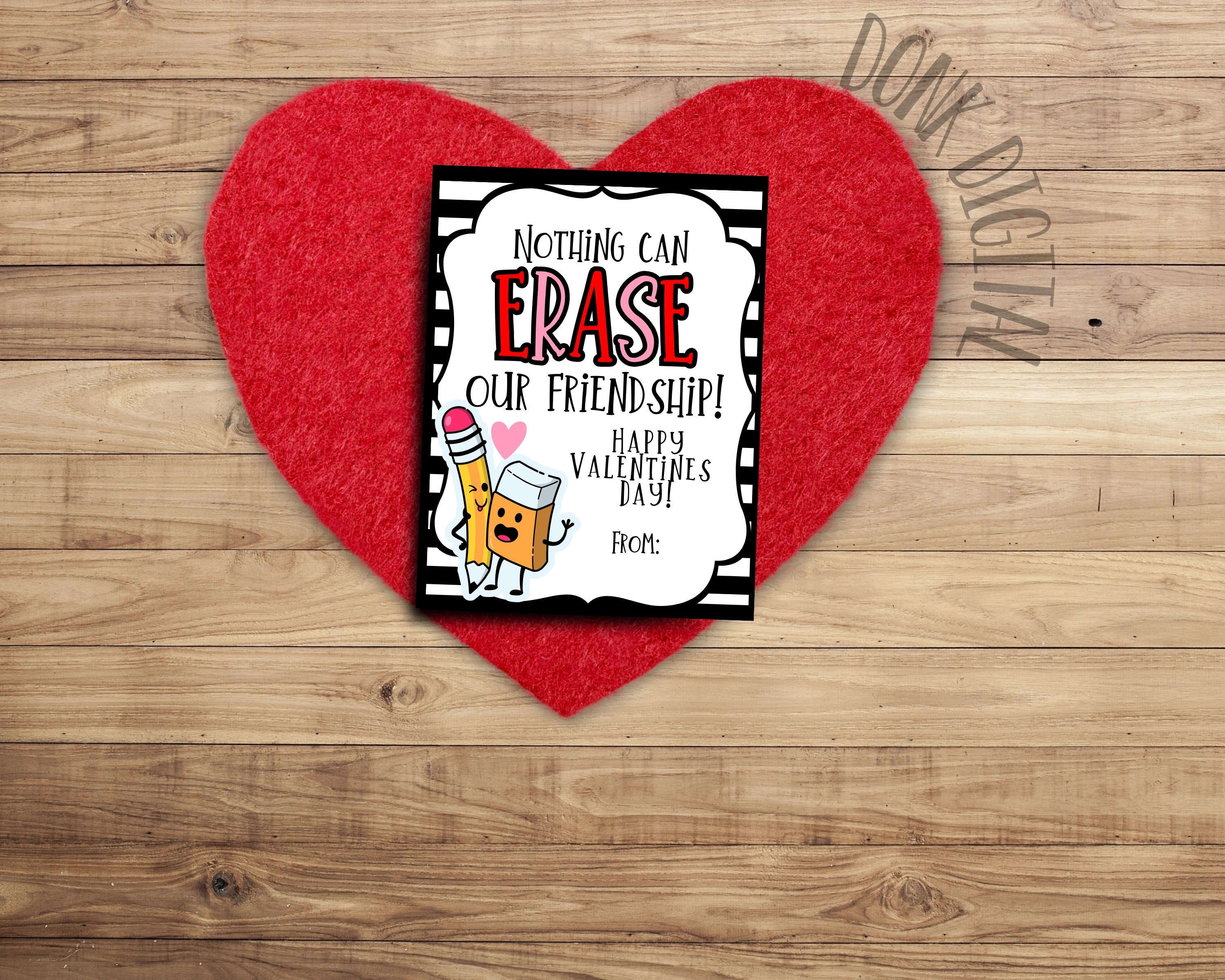 Eraser Valentine's Cards: Printable (PDF) - Etsy