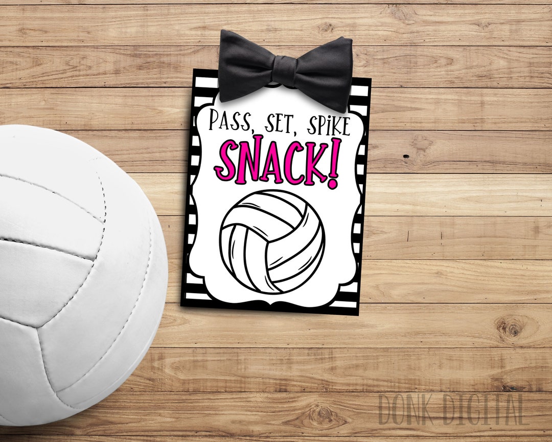 Pass Set Spike SNACK- Good Luck Tag - Team Gift Tags- Competition Gift ...