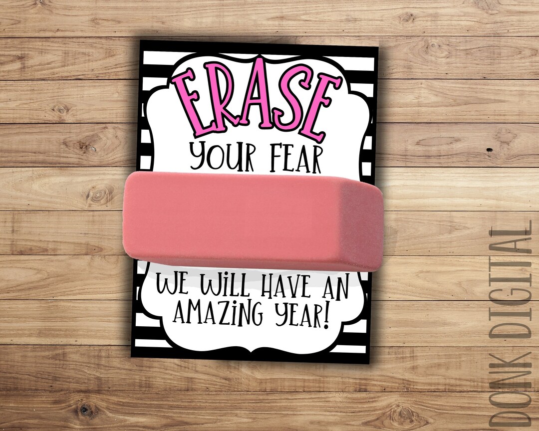 Back to School Gift Tag: Erase Your Fear (PDF) - Etsy