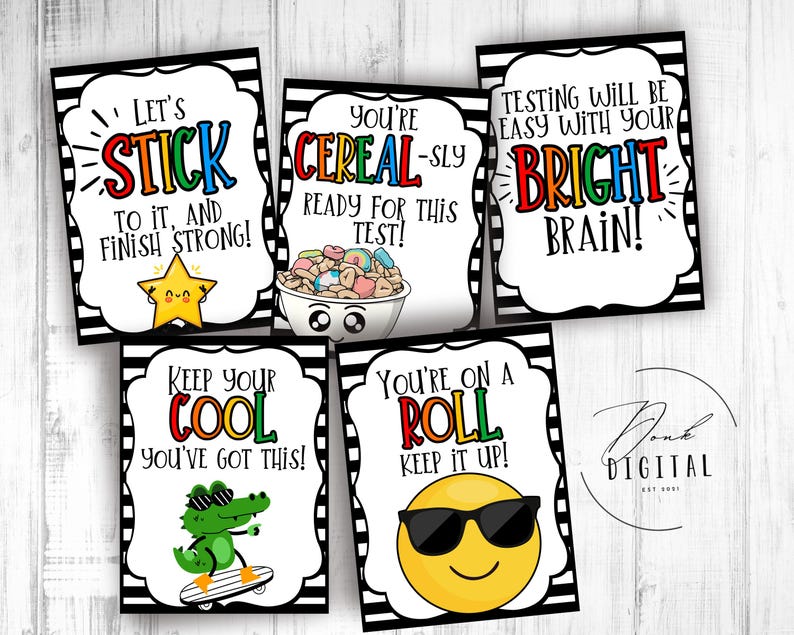 Motivational Testing Tags: Fun Student Encouragement (digital Download ...