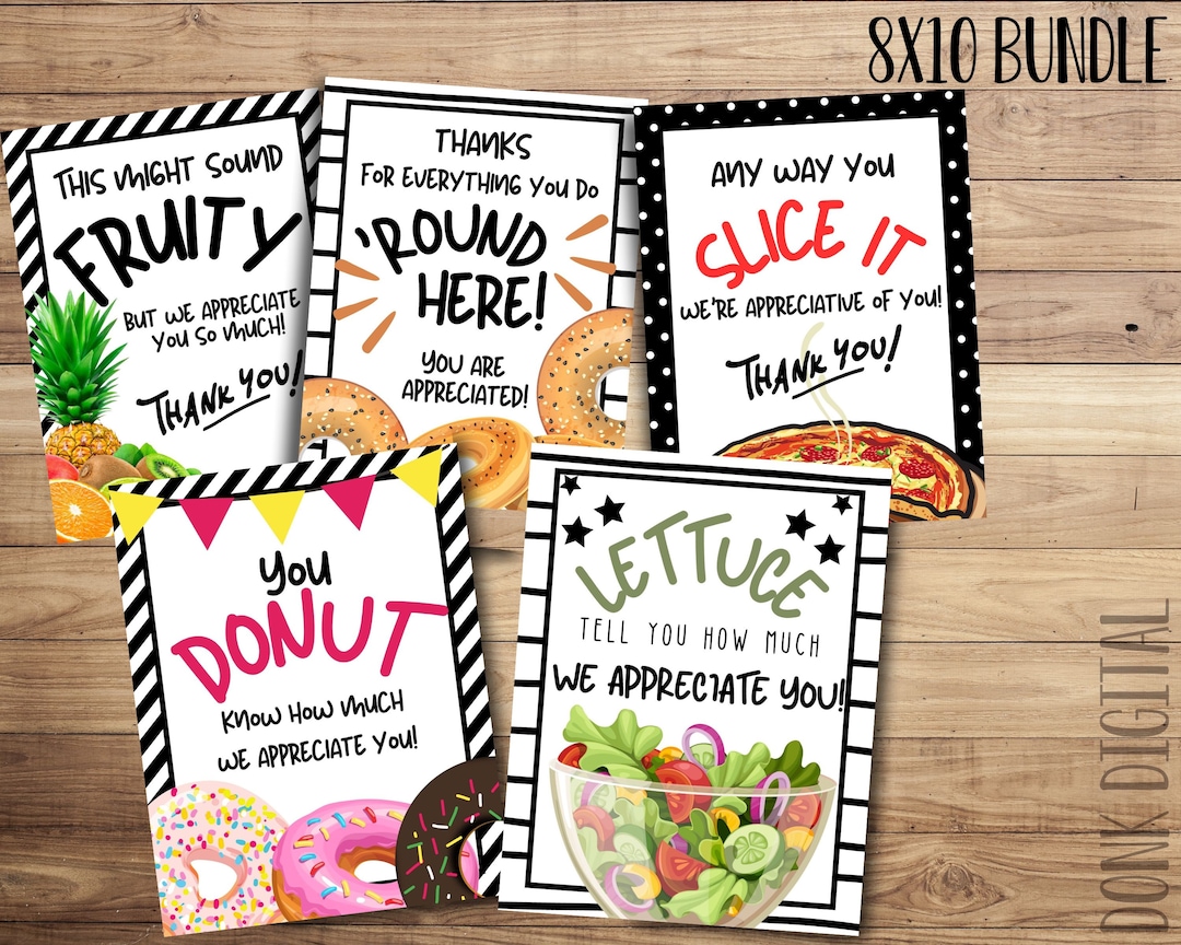 Appreciation Sign BUNDLE - Employee Appreciation- Teacher Lunch- Bagel ...