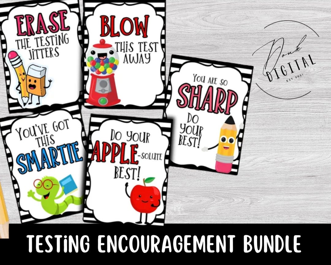 Testing Encouragement Tag BUNDLE: Printable (PDF) - Etsy