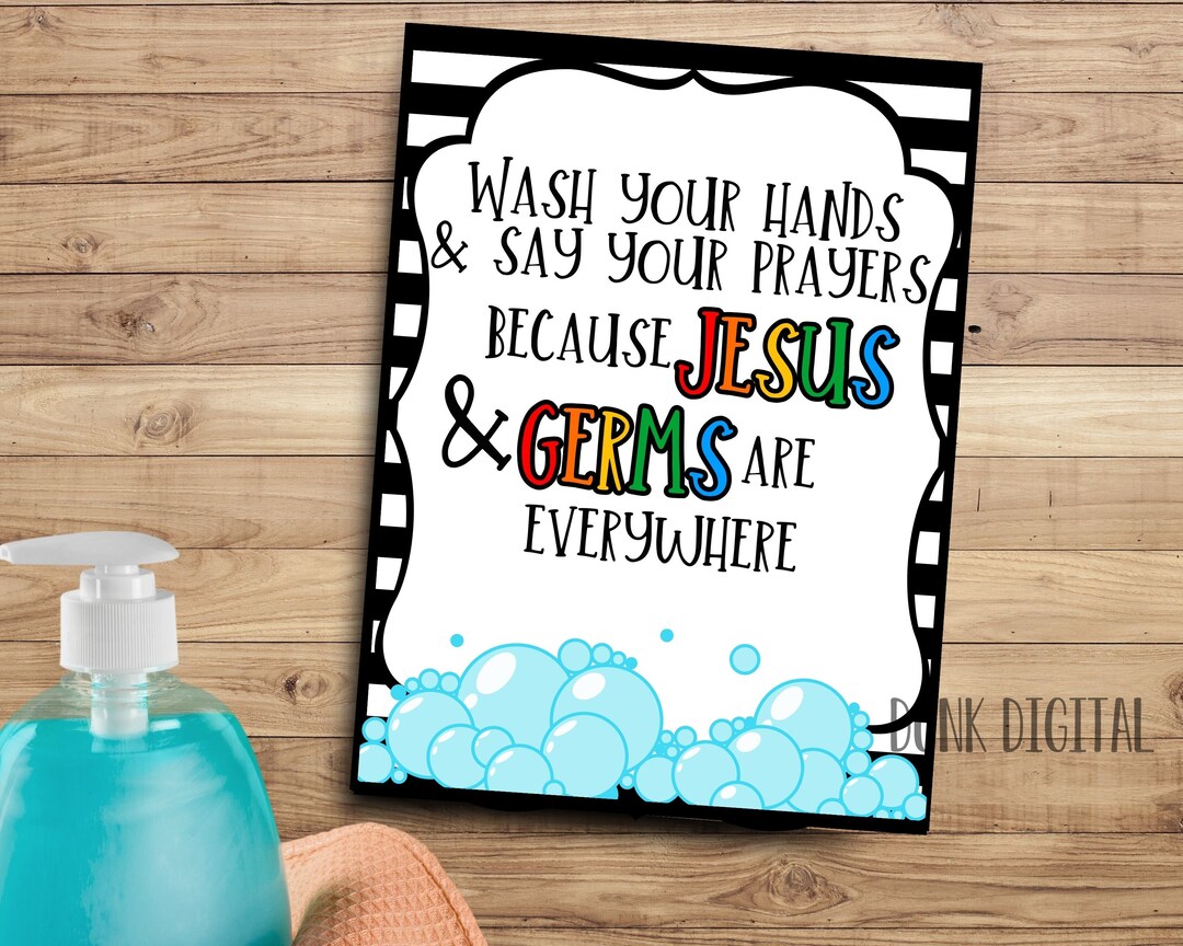 Jesus and Germs- Church Bathroom Signs- Signs and Tags- Sunday School ...