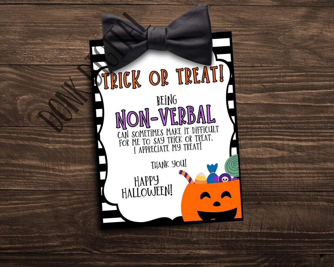 Non Verbal Halloween Tags-thank You Tags- Halloween- Non Verbal Trick ...