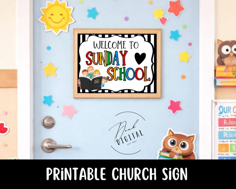 Welcome to Sunday School Sign: Printable (PDF) - Etsy