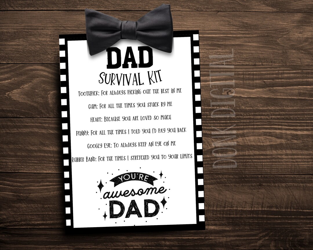 DAD Survival Kit- Dad Gift- Fathers Day Gift- Survival Kit Printable ...